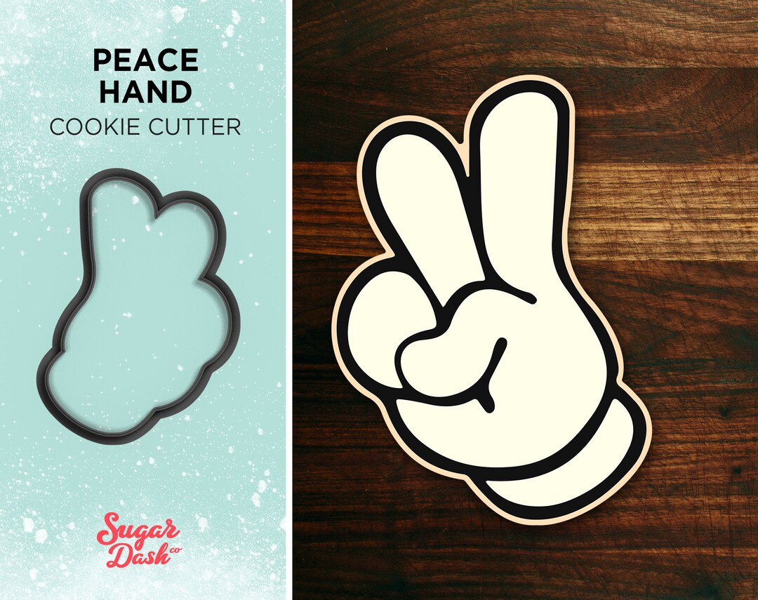Peace Hand Sign Cartoon Glove Cookie Cutter - Etsy