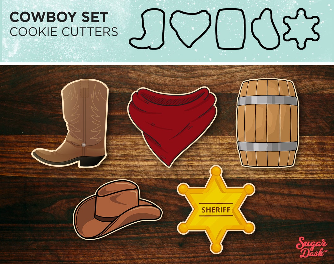 Western Cowboy Cookie Cutter Set of 5 - Etsy
