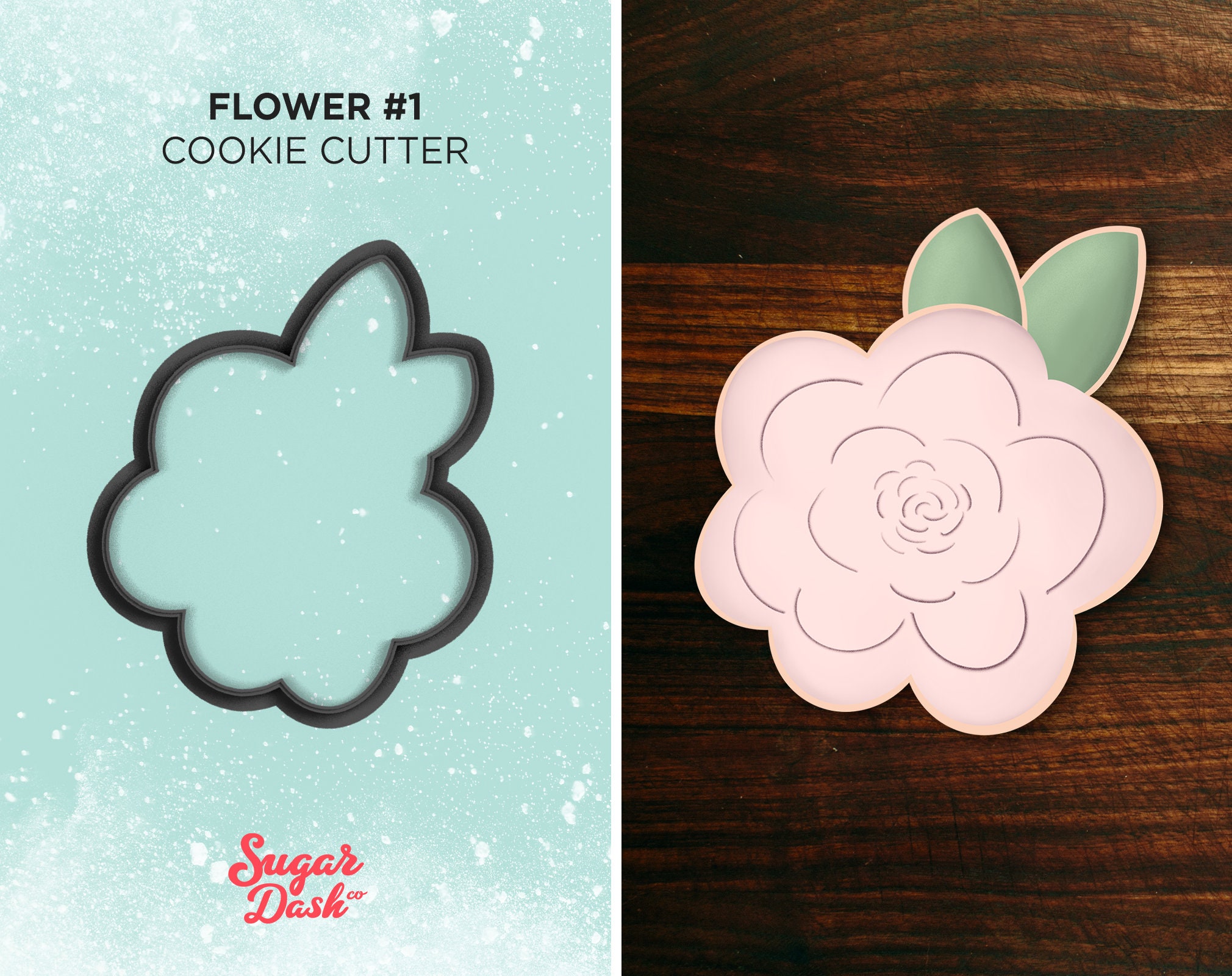 Flower Cookie Cutter With Leaves - Etsy