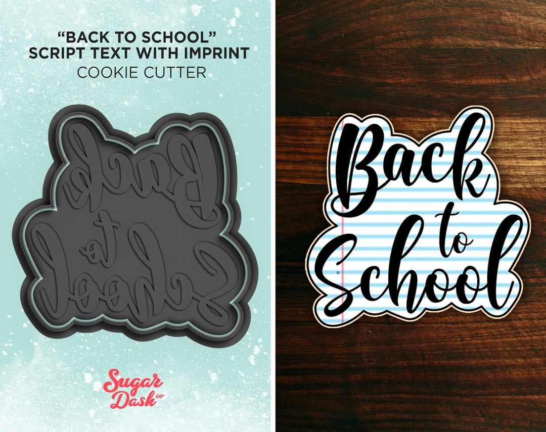 Back to School Script Cookie Cutter With Imprint Stamp #2 - Etsy