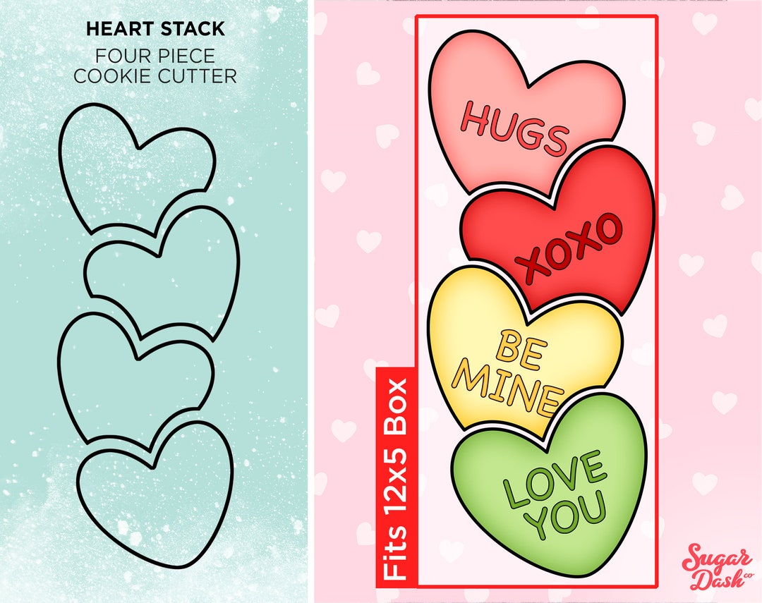 Conversation Heart Stack | Cookie Cutter Set of 4 - Fits 12x5 BRP Box ...