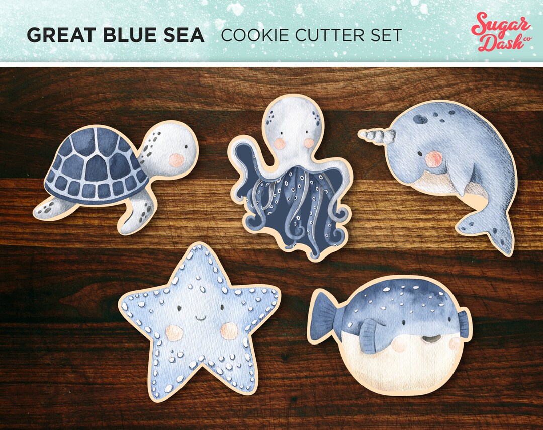 Under the Sea Cookie Cutter Set of 5 - Turtle, Octopus, Narwhal ...