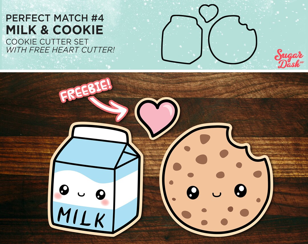 Milk and Cookie Cookie Cutter Set | Valentine's Day Baking - Etsy
