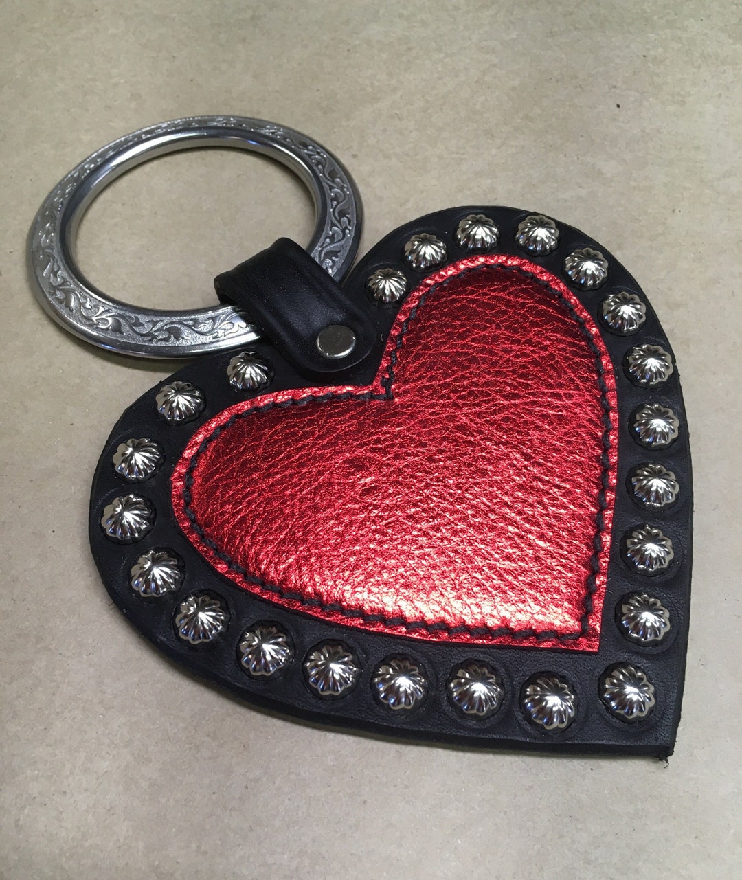 Red Metallic Heart on Ring - Etsy