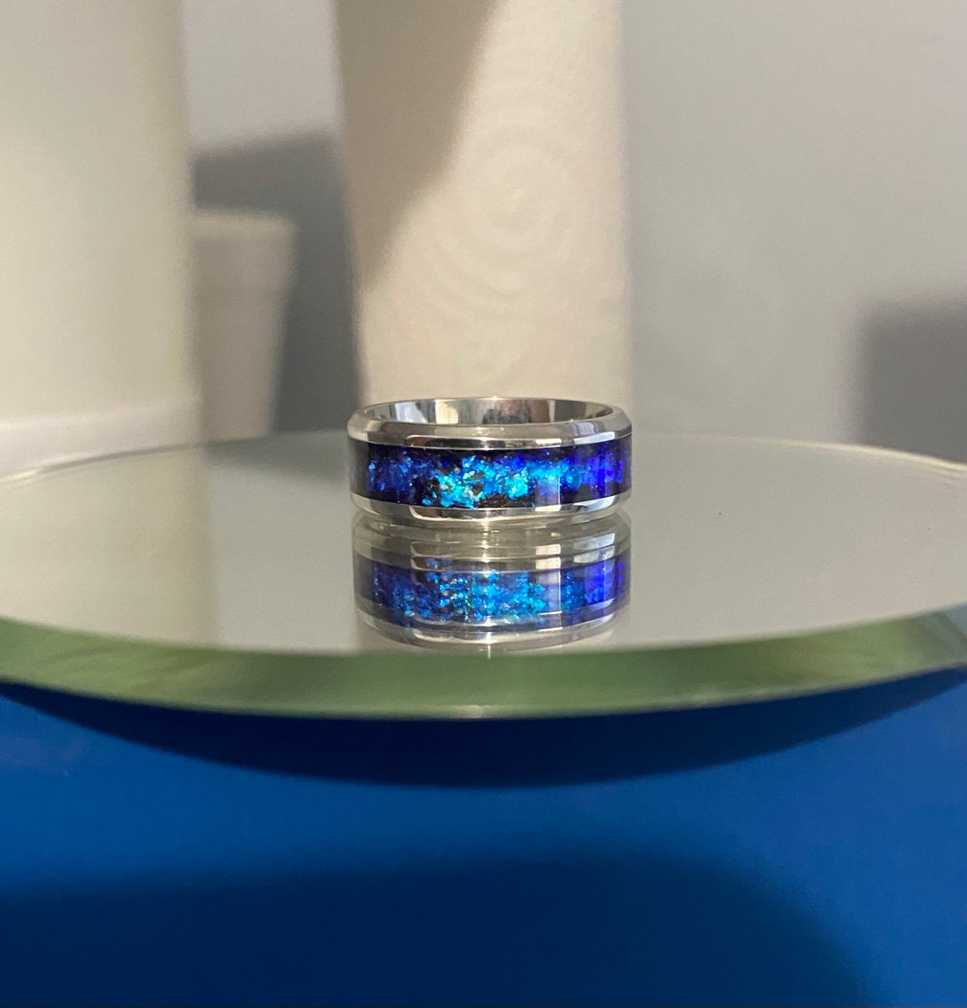 Beautiful Resin Inlay Ring “ice Blue Seas” - 7 - 12 Sizes Available - Etsy
