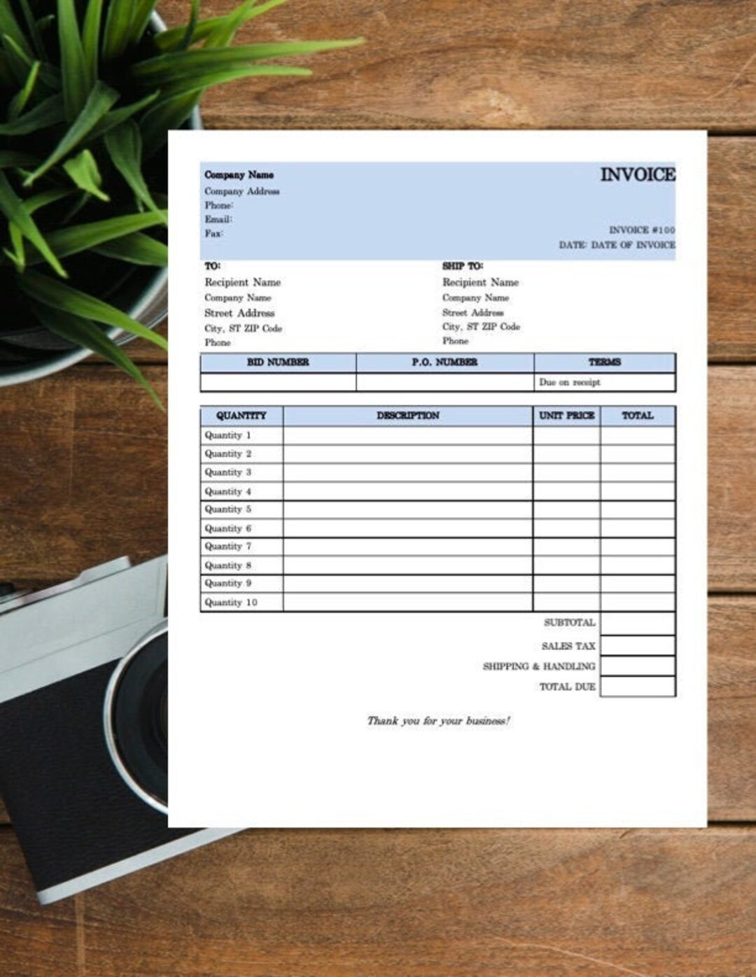 Simple Invoice Template | Editable Word Invoice Template |printable PDF ...