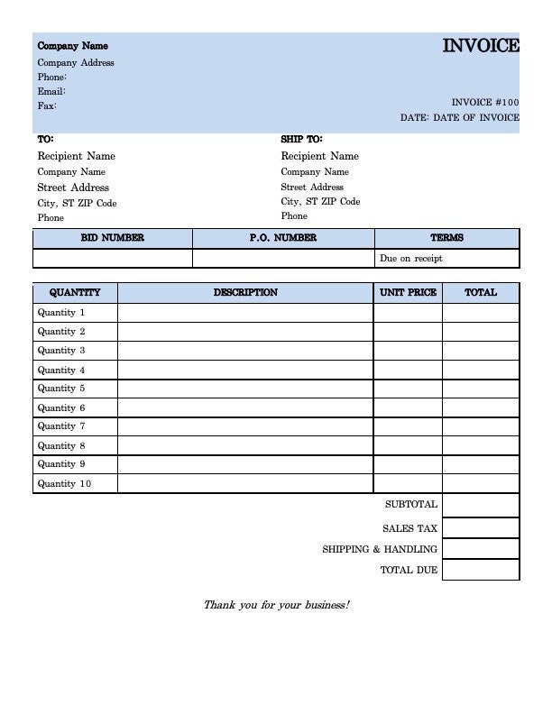 Simple Invoice Template | Editable Word Invoice Template |printable PDF ...