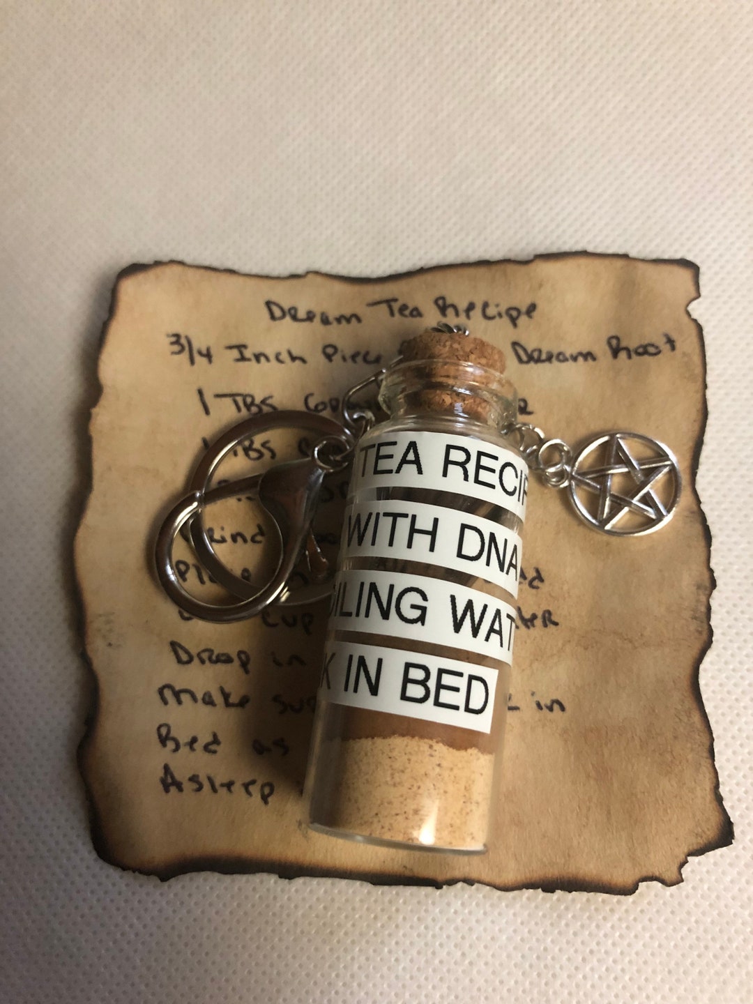 Supernatural Keychain, Dream Tea Recipe, Silver Pentagram Keychains ...