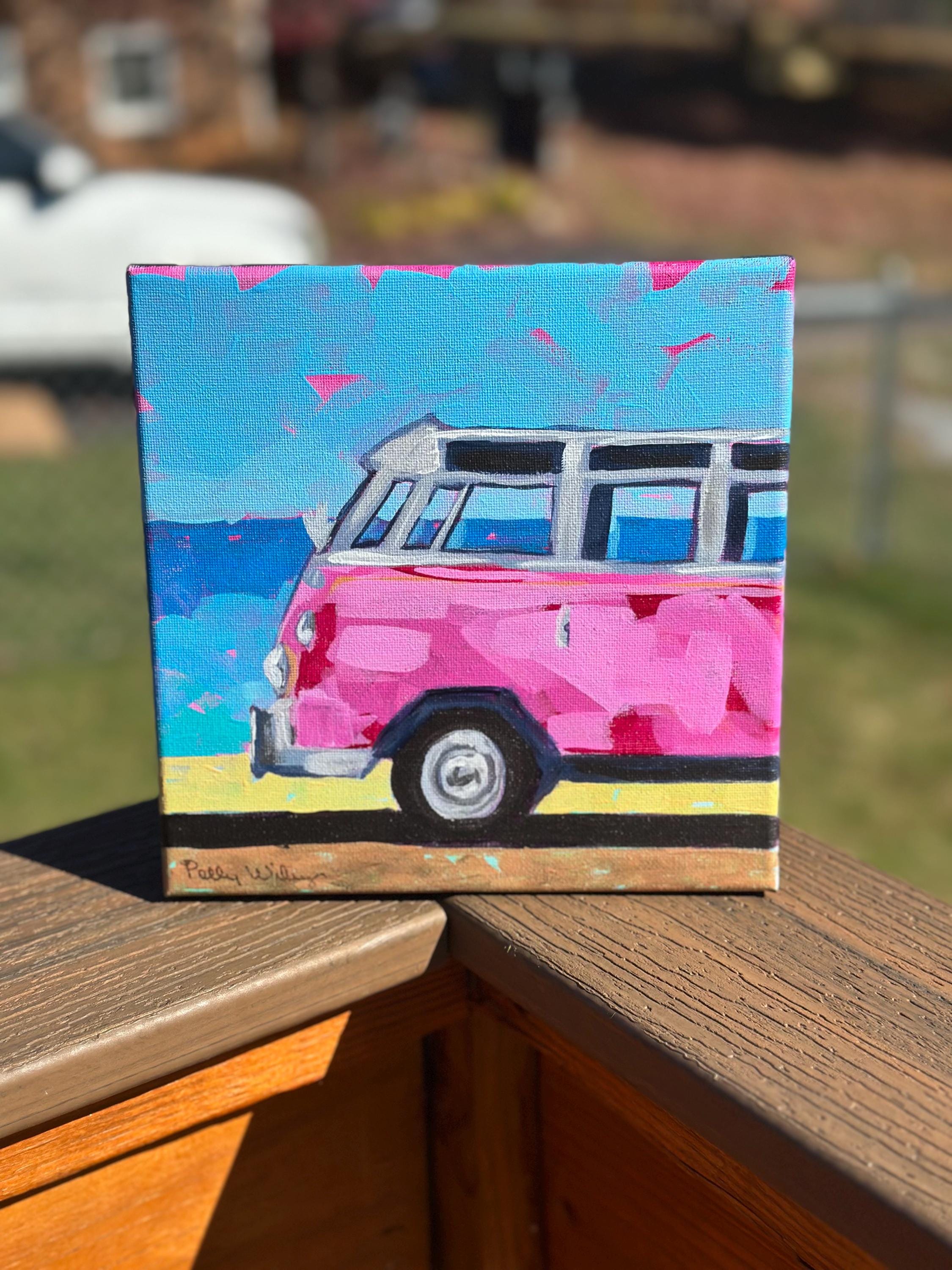 Abstract VW Van, Camper Van, Original Art, One of a Kind, Acrylic on ...