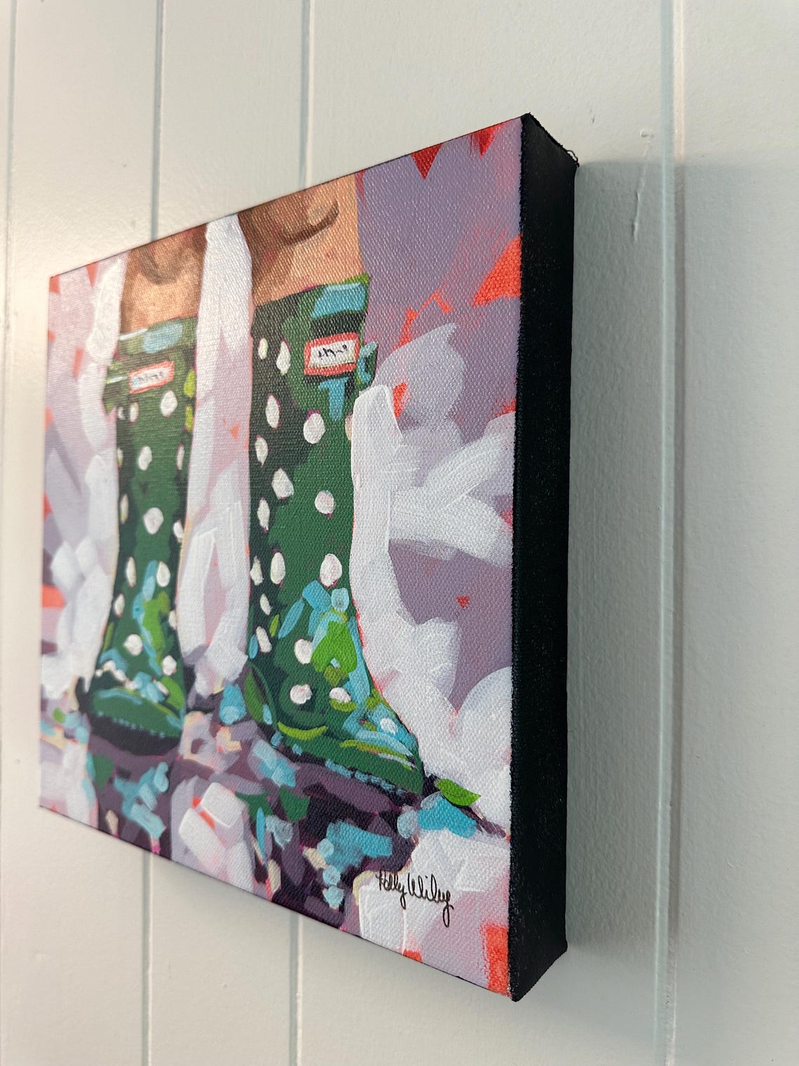 Abstract Kid in Boots , Original Art, One of a Kind, Acrylic on Canvas ...