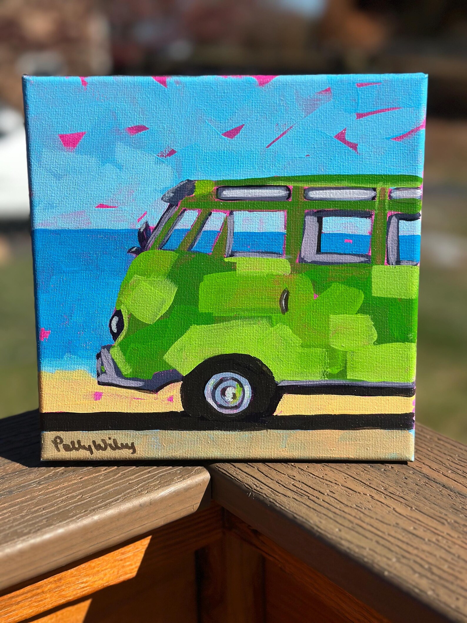 Abstract VW Van, Camper Van, Original Art, One of a Kind, Acrylic on ...