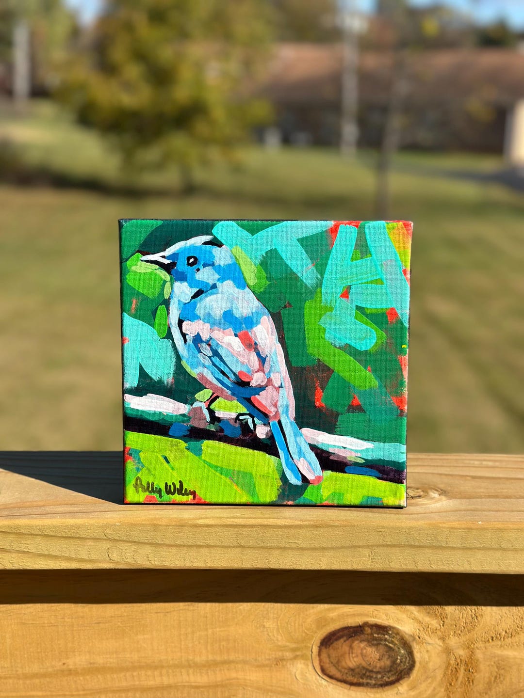 Abstract Blue Bird, Original Art, One of a Kind, Acrylic on Canvas ...