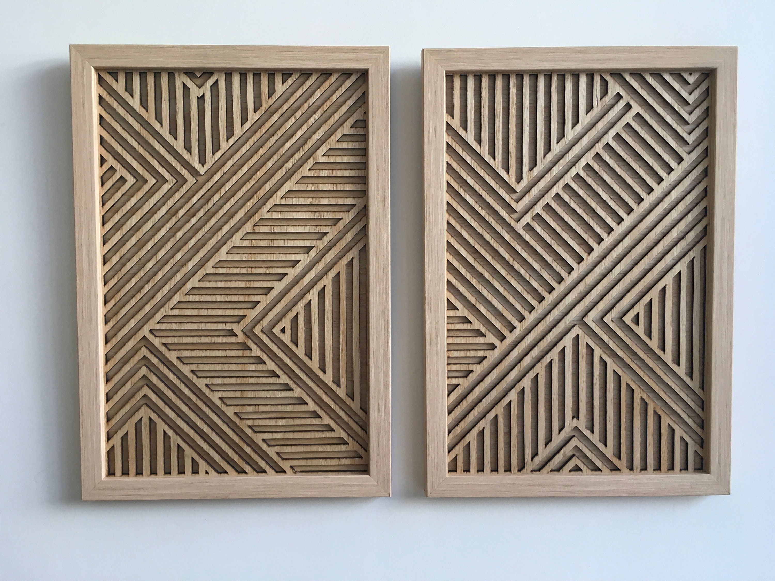 Geometric Wood Wall Art (set of 2) - Modern Wood Art - Minimal [WITH ...