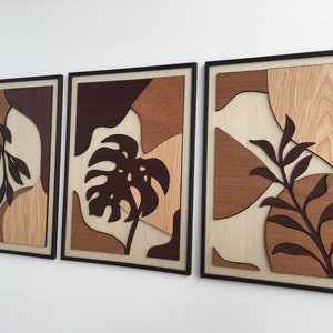 Tropical Leaf Wood Wall Art - Botanical Plant Wall Decor - Tree Art ...