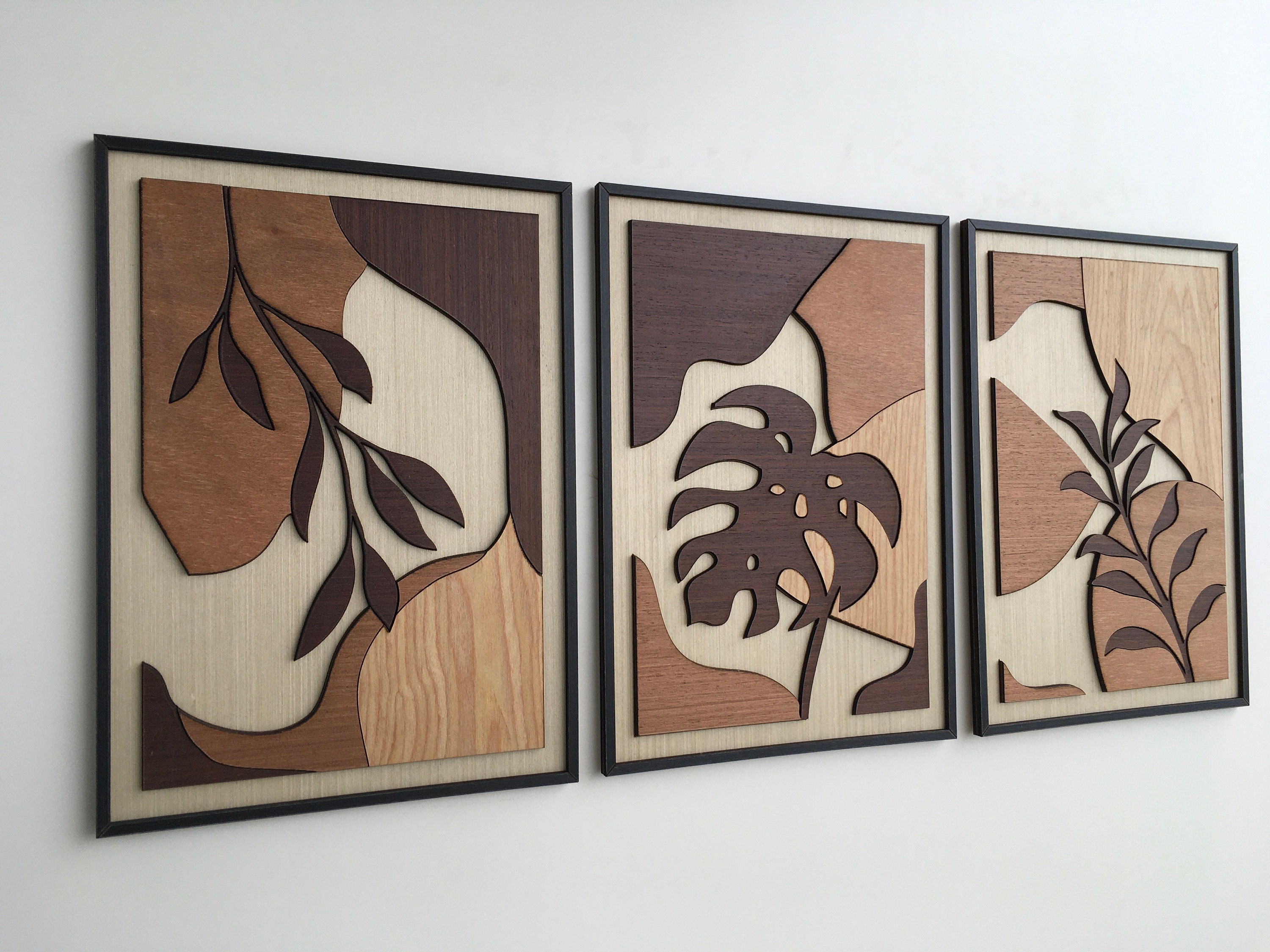 Tropical Leaf Wood Wall Art Botanical Plant Wall Decor - Etsy