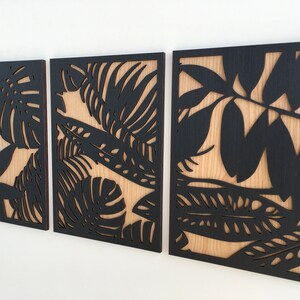 Multi Leaves Wood Wall Art - Tropical Leaf - Botanical Plant Wall Decor ...