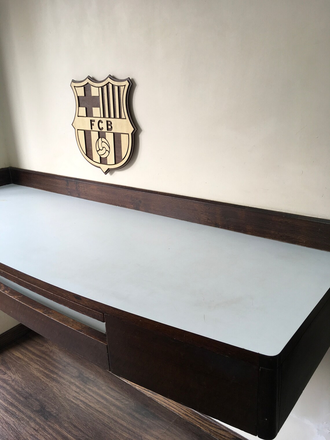BARCELONA FC Wood Logo Wall Hang Decor Football Fan - Etsy