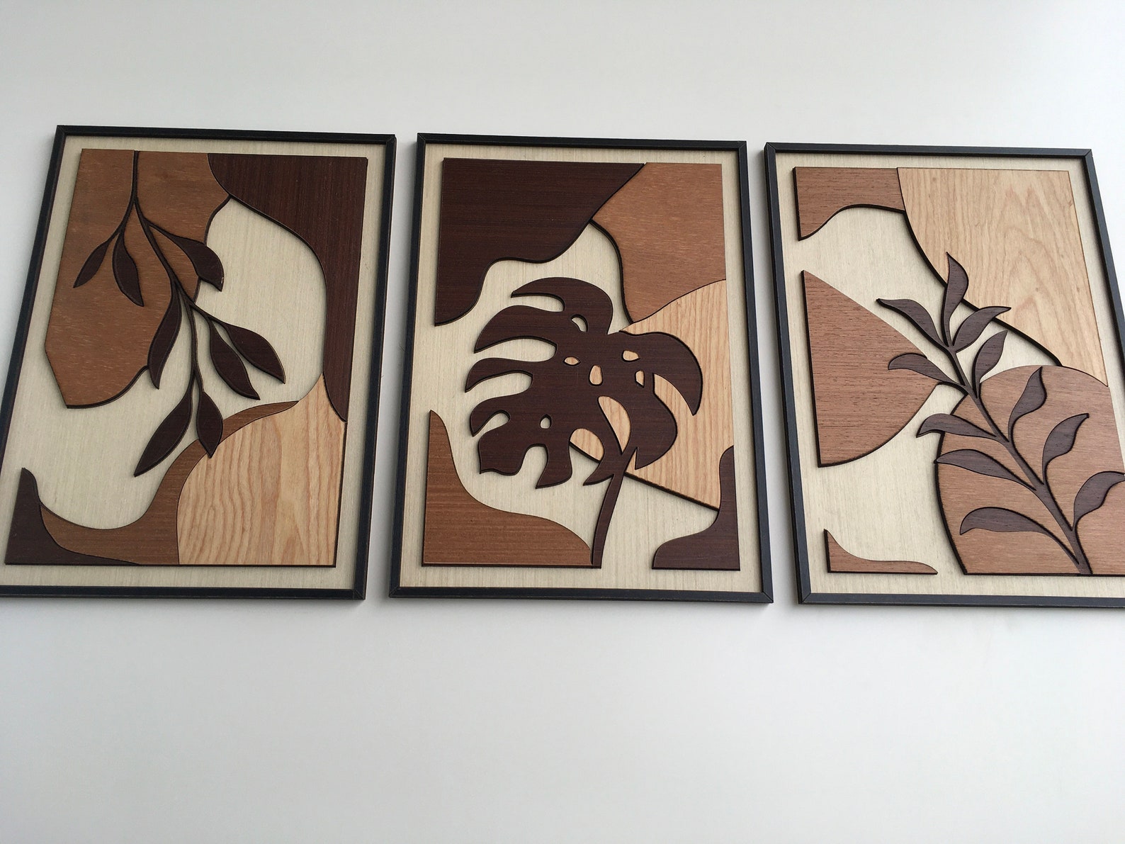 Tropical Leaf Wood Wall Art Botanical Plant Wall Decor - Etsy