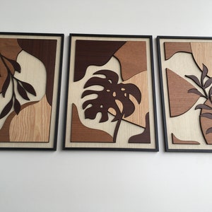 Tropical Leaf Wood Wall Art - Botanical Plant Wall Decor - Tree Art ...