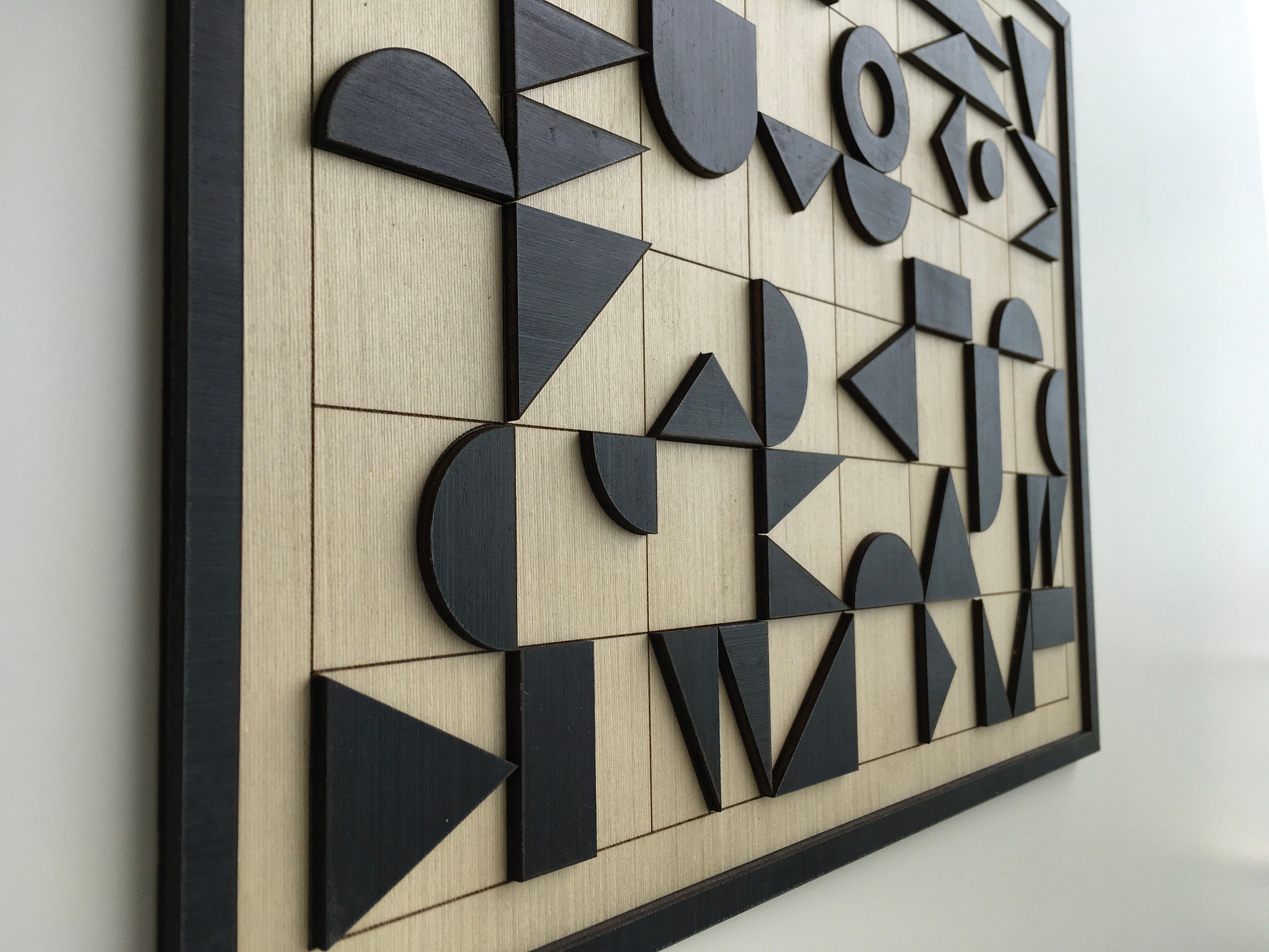 Geometric Abstract Wood Wall Art Modern Wood Art Minimal - Etsy