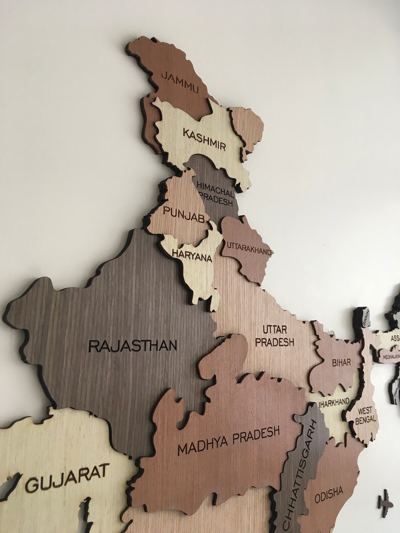 India Travel Map India Wood Map Wall Decor 3D Map India - Etsy