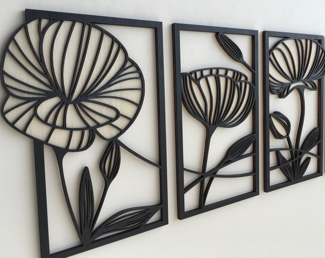 Multi Leaves Wood Wall Art - Tropical Leaf - Botanical Plant Wall Decor ...