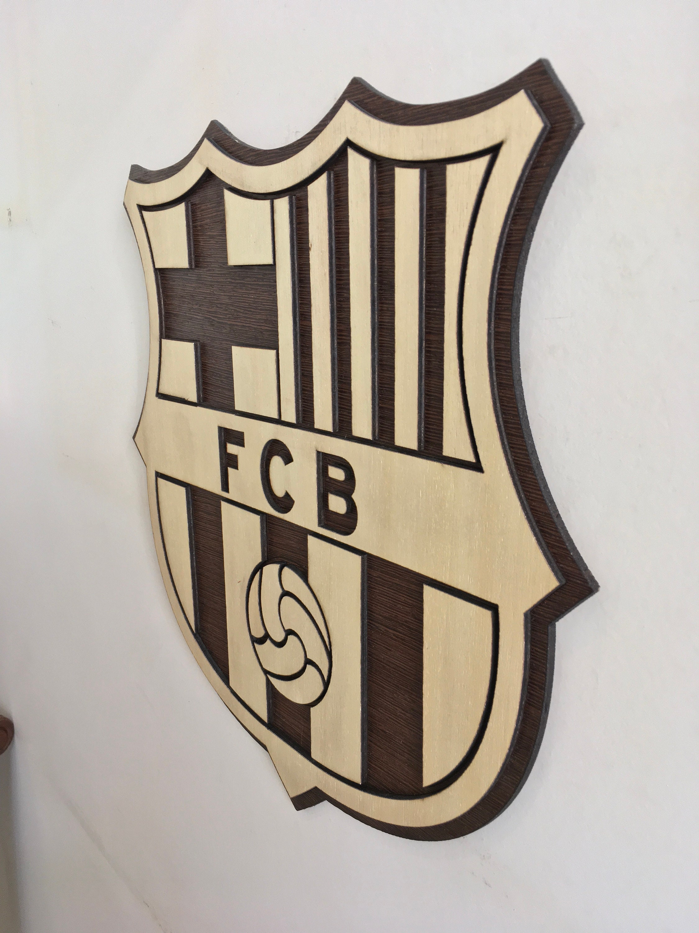 BARCELONA FC Wood Logo Wall Hang Decor Football Fan - Etsy