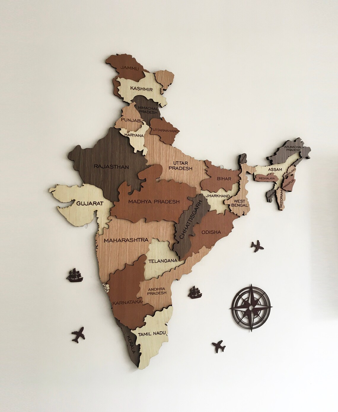 India Travel Map India Wood Map Wall Decor 3D Map India - Etsy