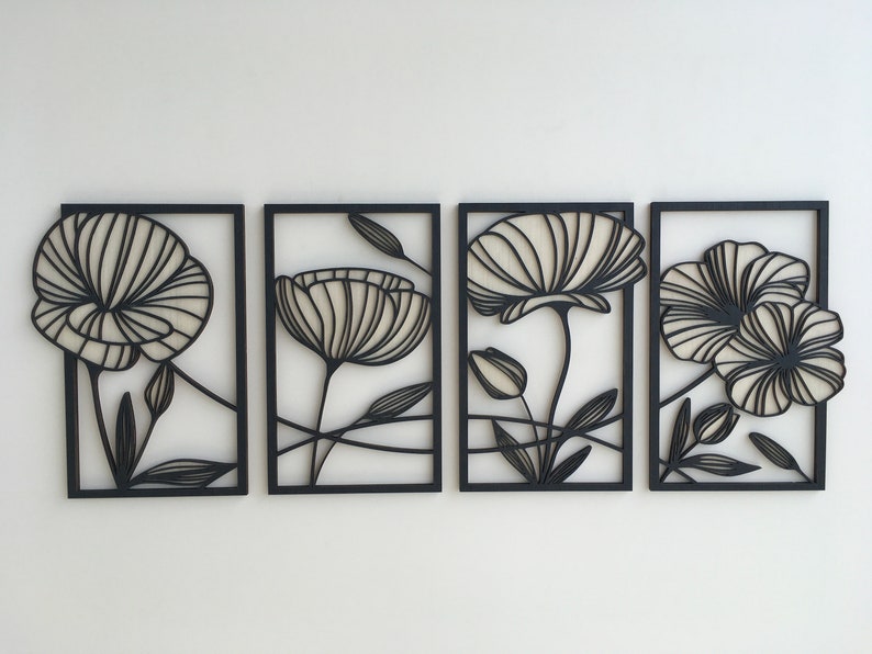 Multi Leaves Wood Wall Art - Tropical Leaf - Botanical Plant Wall Decor ...