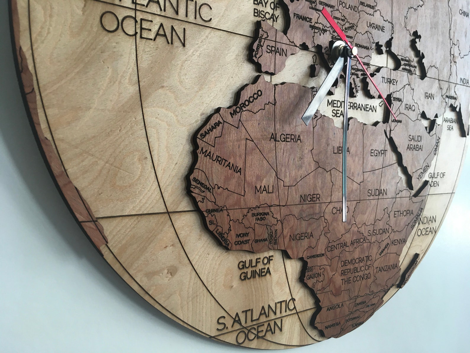 Wooden World Clock Prime Meridian world Map With Countries - Etsy
