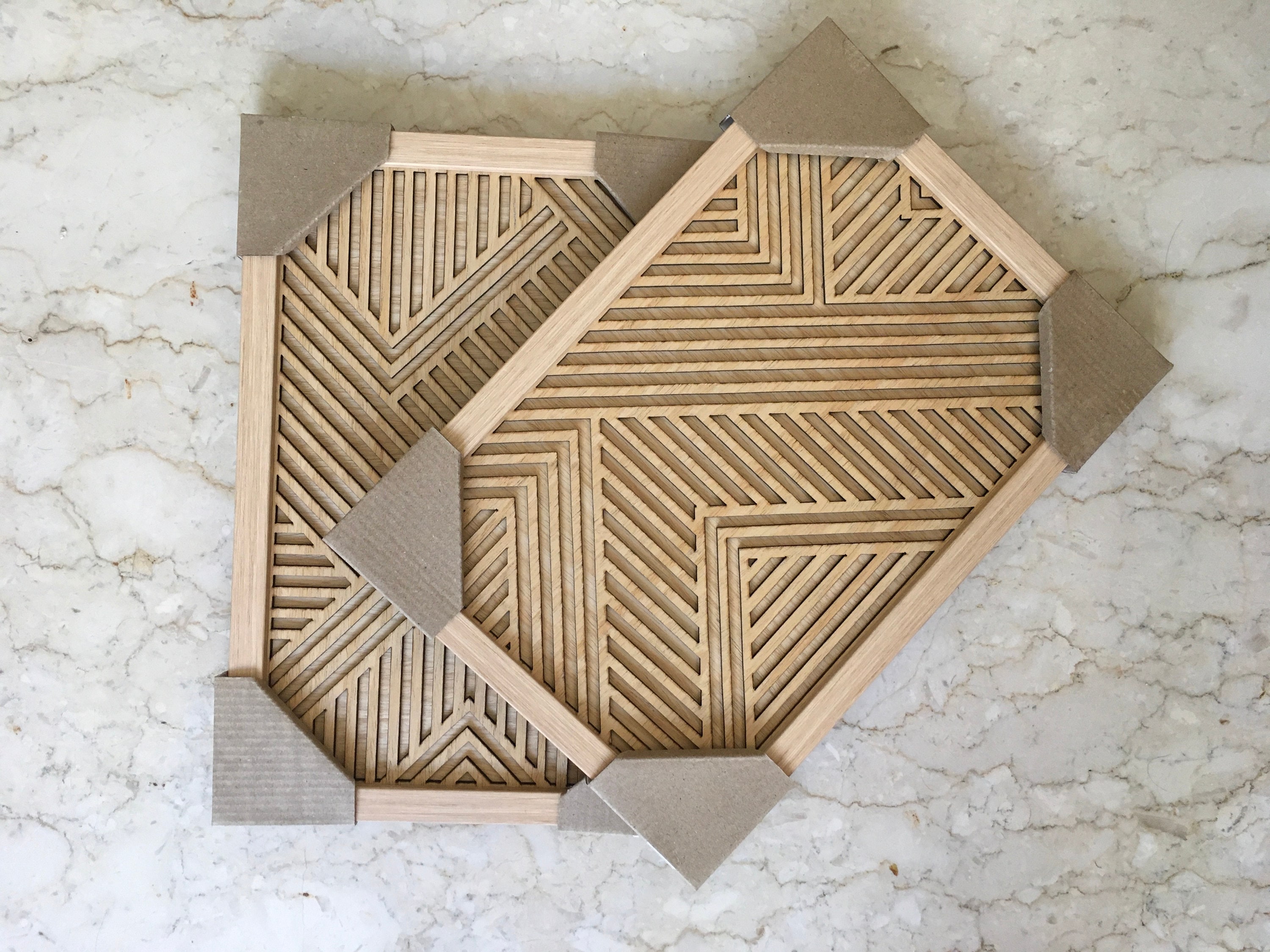 Geometric Wood Wall Art (set of 2) - Modern Wood Art - Minimal [WITH ...