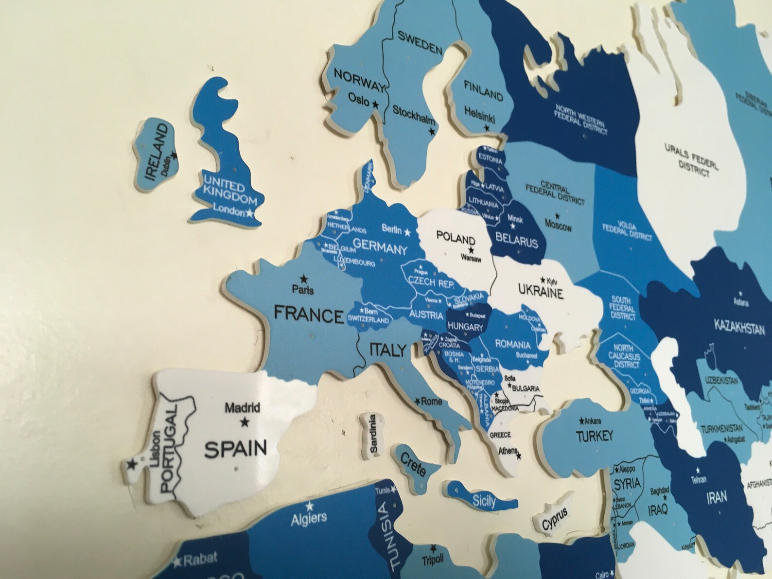 2D Acrylic World Map shades of Blue Extra Large Wall Art - Etsy