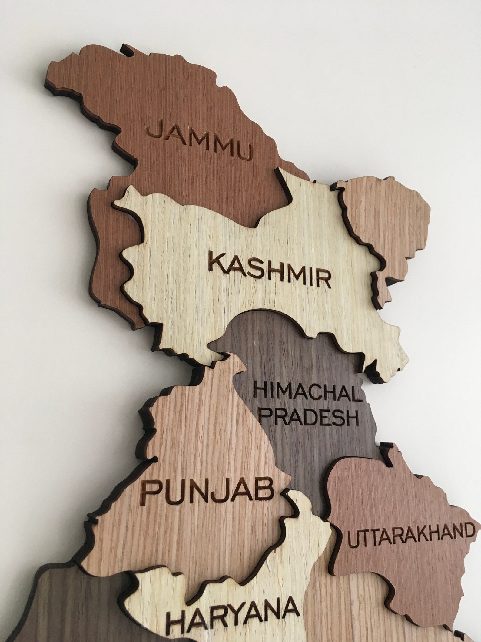 India Travel Map, India Wood Map, Wall Decor, 3D Map, India State Map ...