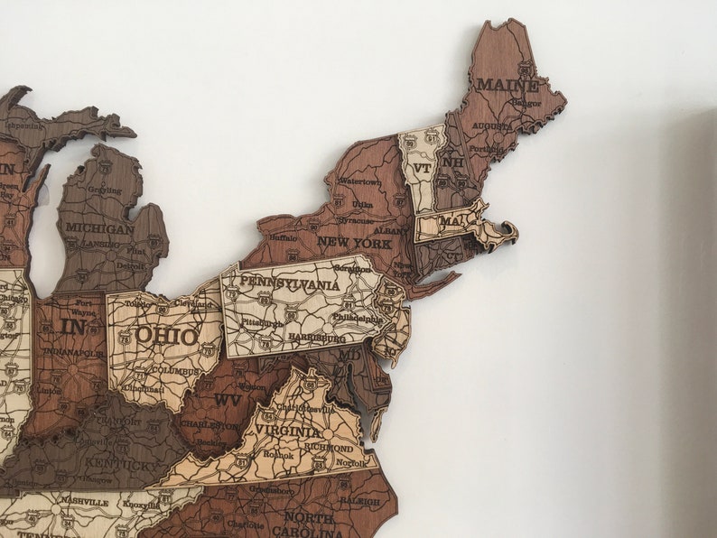 USA Travel Map, USA Wood Map, Wall Decor, 3D Map, USA Map, Home Decor ...