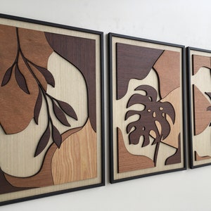 Tropical Leaf Wood Wall Art - Botanical Plant Wall Decor - Tree Art ...