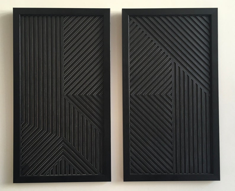 Geometric Wood Wall Art (set of 2) - Modern Wood Art - Minimal [WITH ...