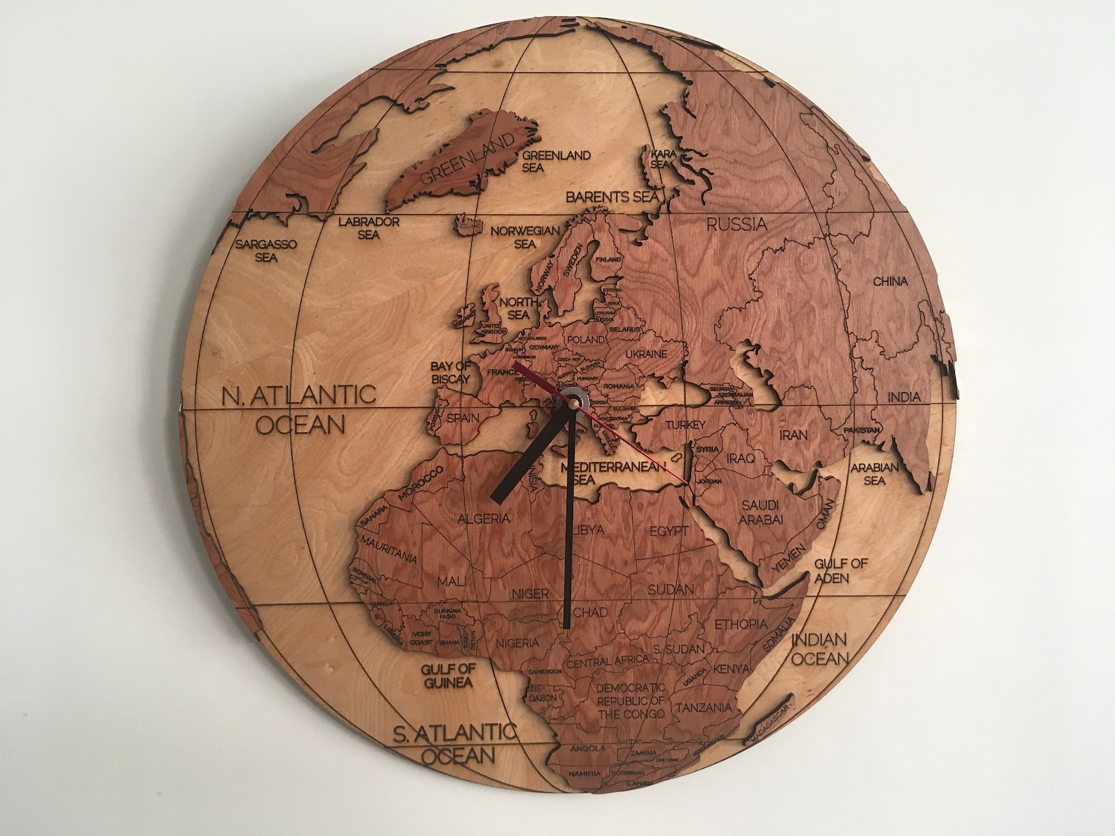 Wooden World Clock Prime Meridian world Map With Countries - Etsy