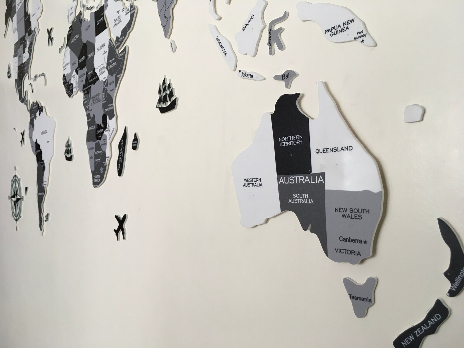 2D Acrylic World Map grey Scale Extra Large Wall Art - Etsy