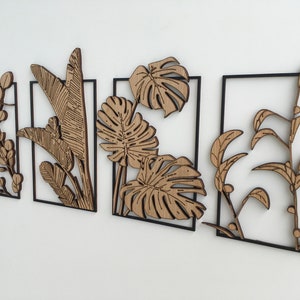 Multi Leaves Wood Wall Art - Tropical Leaf - Botanical Plant Wall Decor ...
