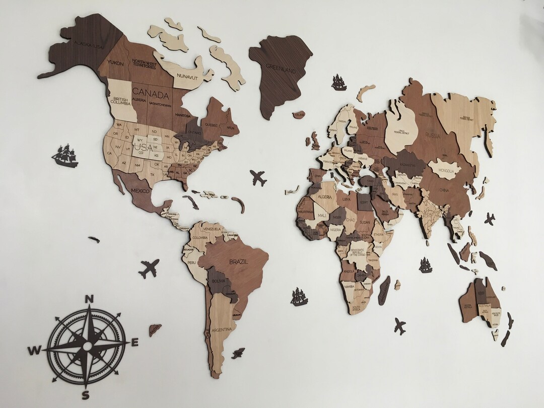 3D Wood World Map - Eco Extra Large Wall Art Abstract, Wood Burning Art ...