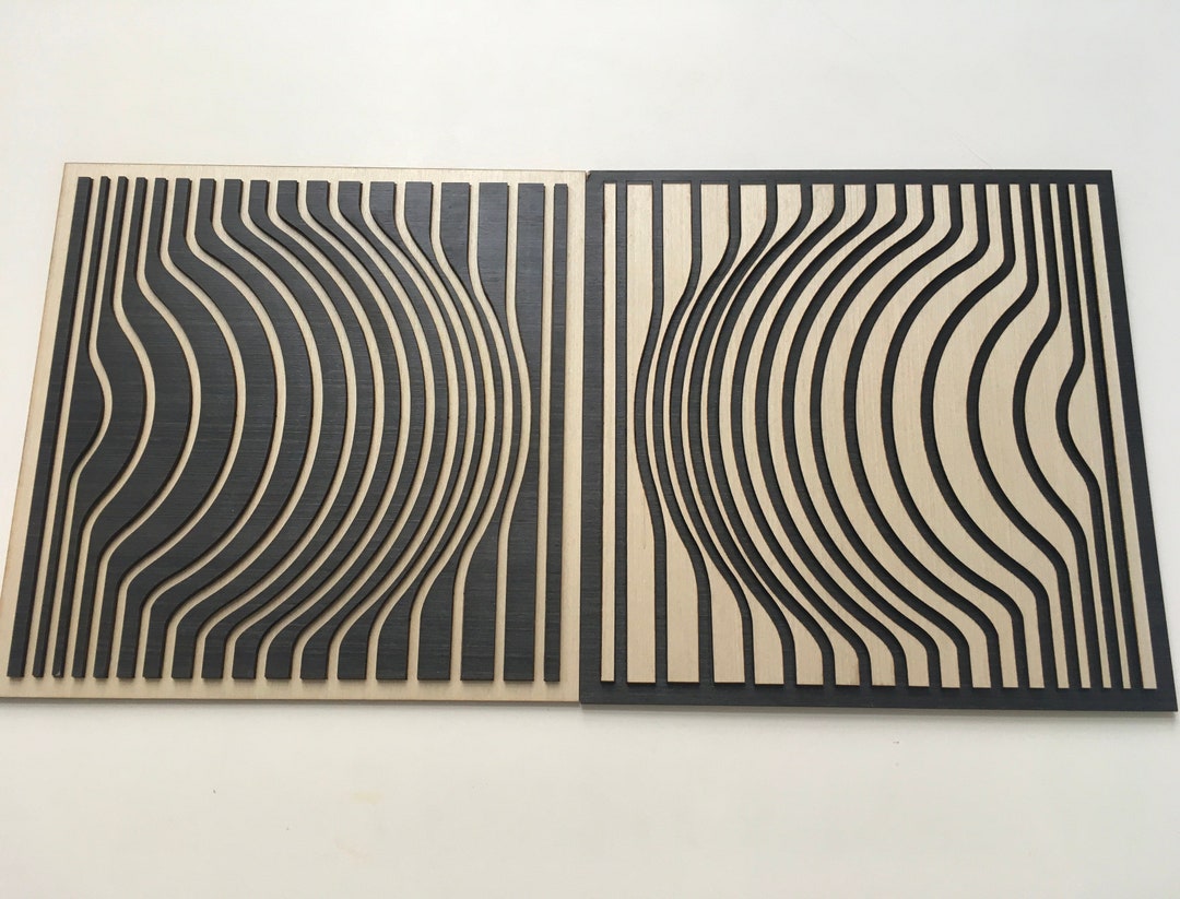 Bulge Illusion Wood Wall Art - Modern Wood Art - Minimal - Charcoal ...