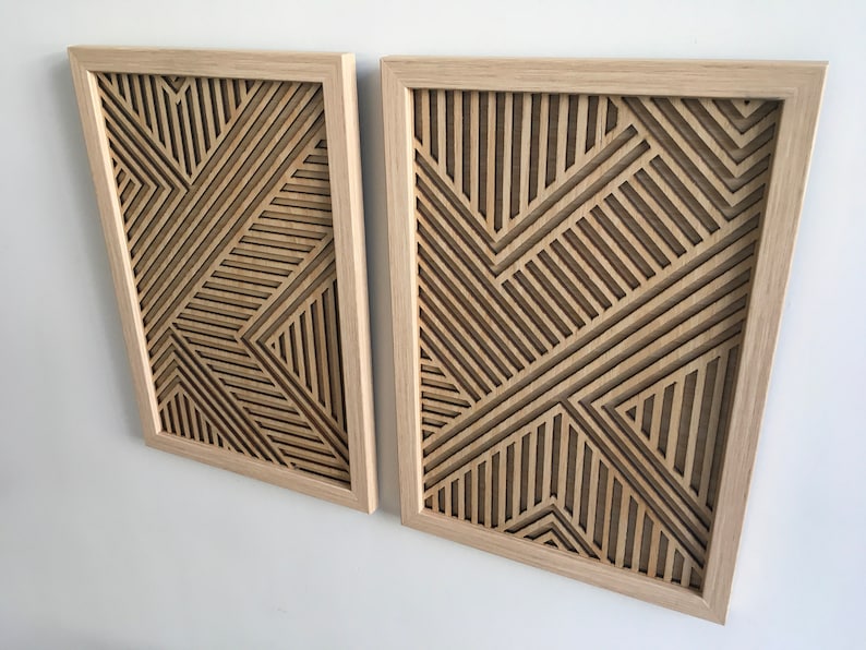 Geometric Wood Wall Art (set of 2) - Modern Wood Art - Minimal [WITH ...