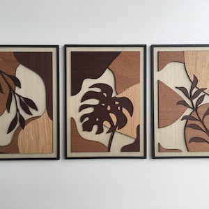 Tropical Leaf Wood Wall Art - Botanical Plant Wall Decor - Tree Art ...