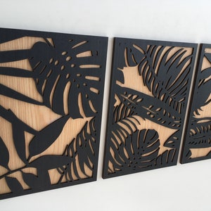 Multi Leaves Wood Wall Art - Tropical Leaf - Botanical Plant Wall Decor ...