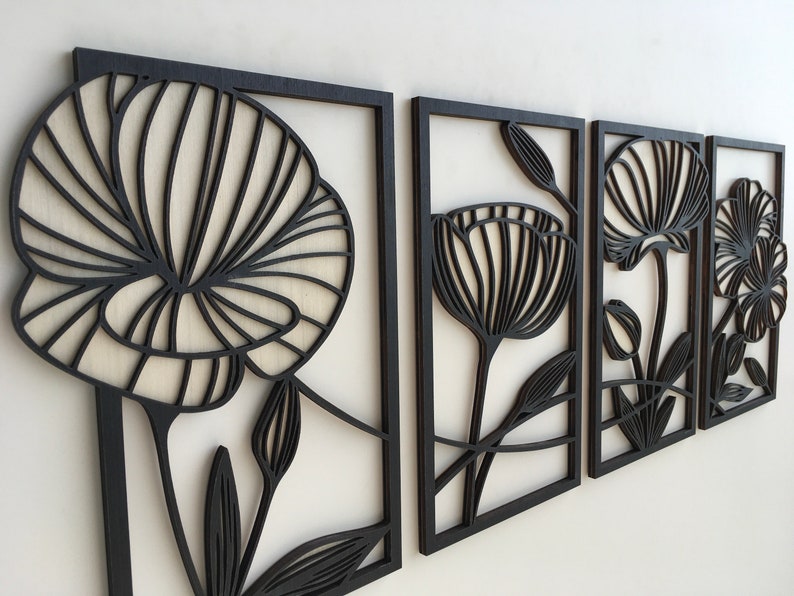Multi Leaves Wood Wall Art - Tropical Leaf - Botanical Plant Wall Decor ...