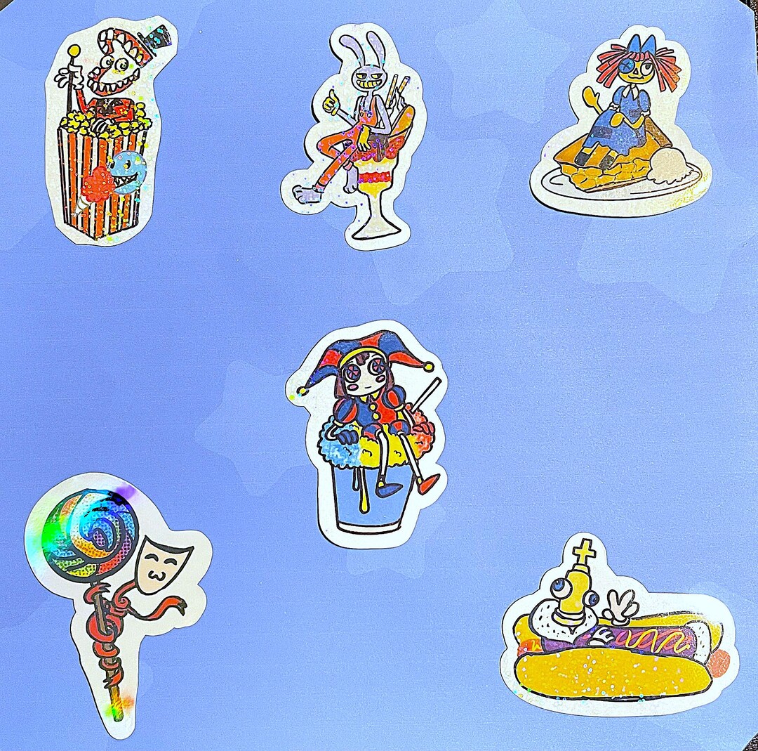 The Amazing Digital Circus Friends and Foods Holographic Stickers - Etsy