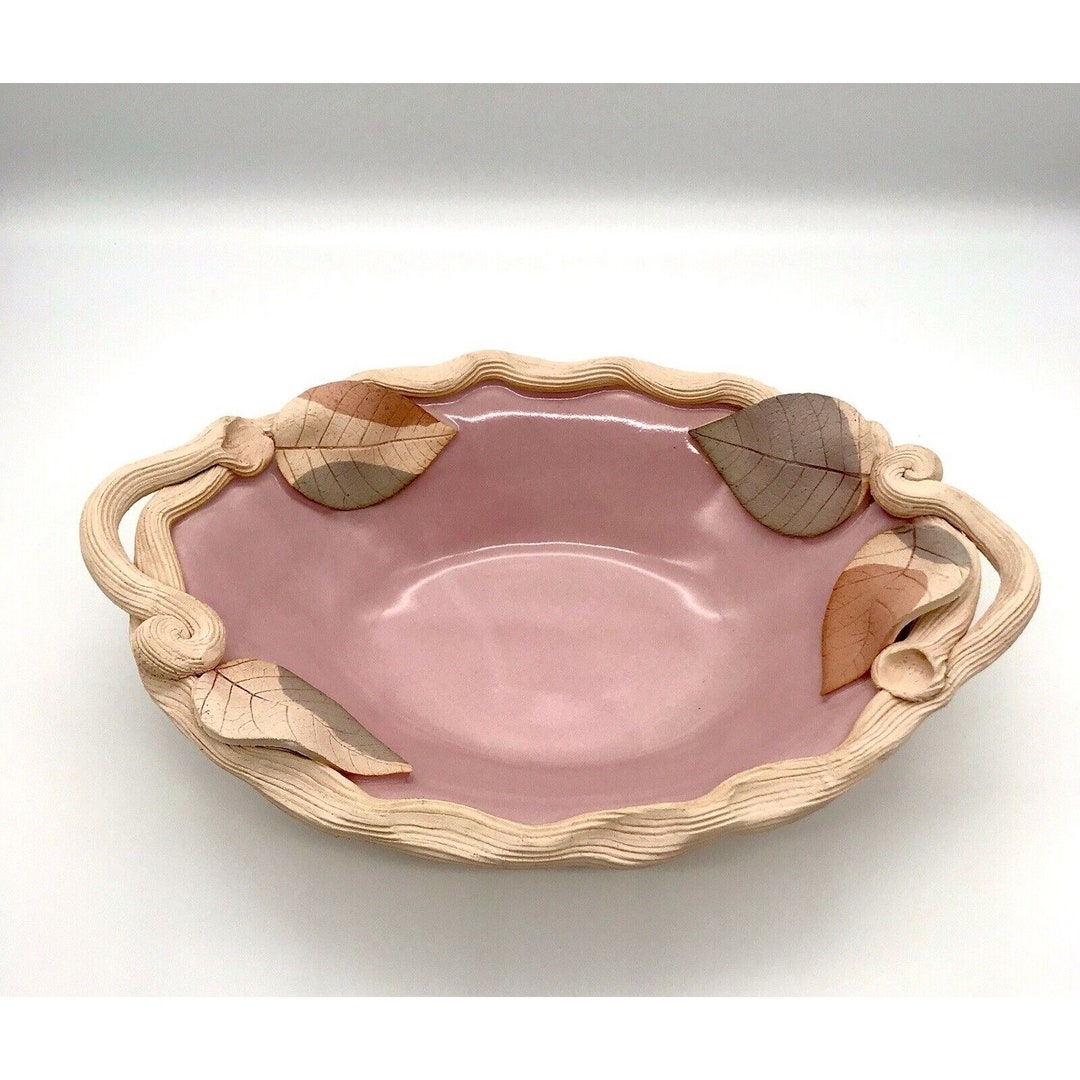 Brigitte Haag Studio Art Pottery Handled Serving Bowl Handmade Pink ...