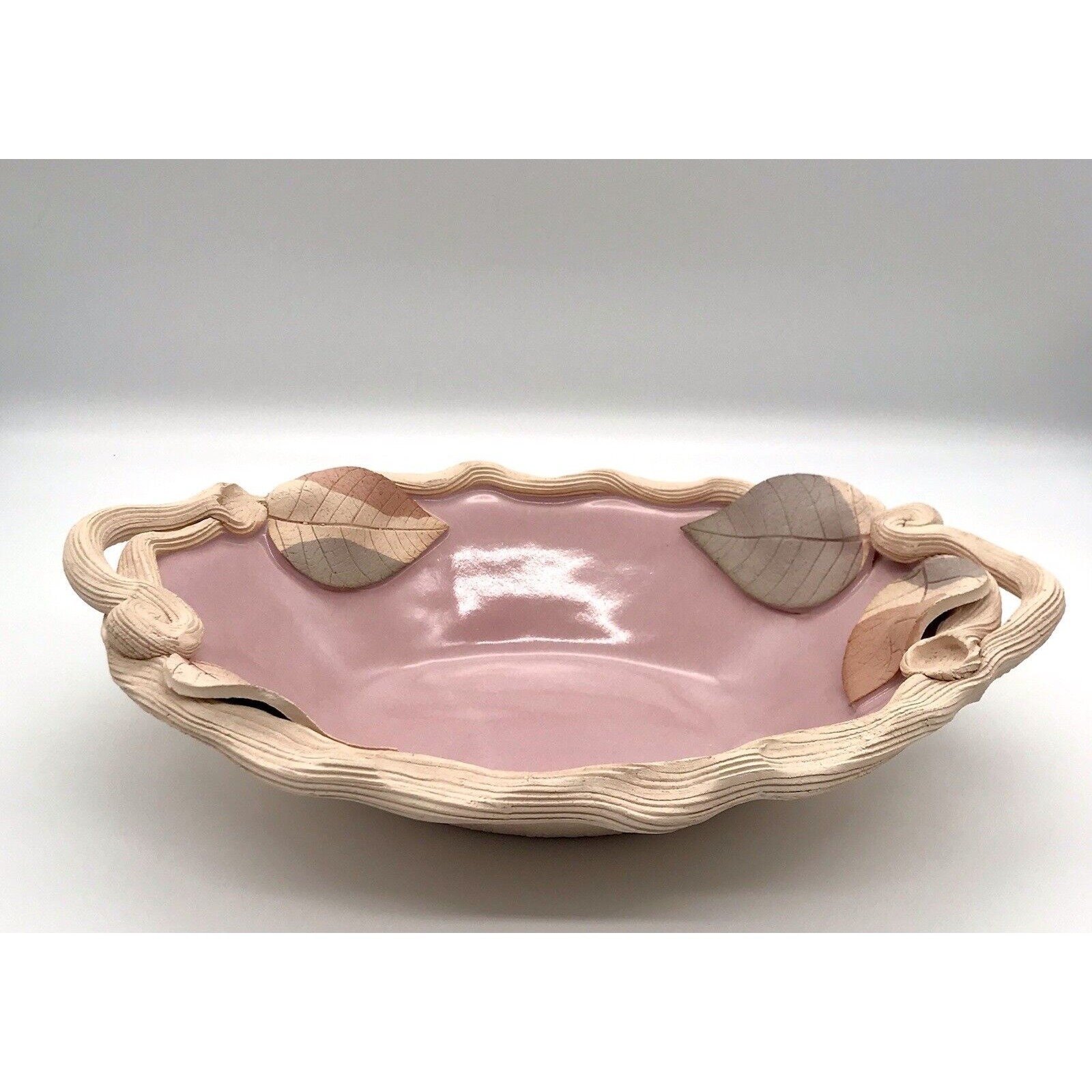 Brigitte Haag Studio Art Pottery Handled Serving Bowl Handmade Pink ...