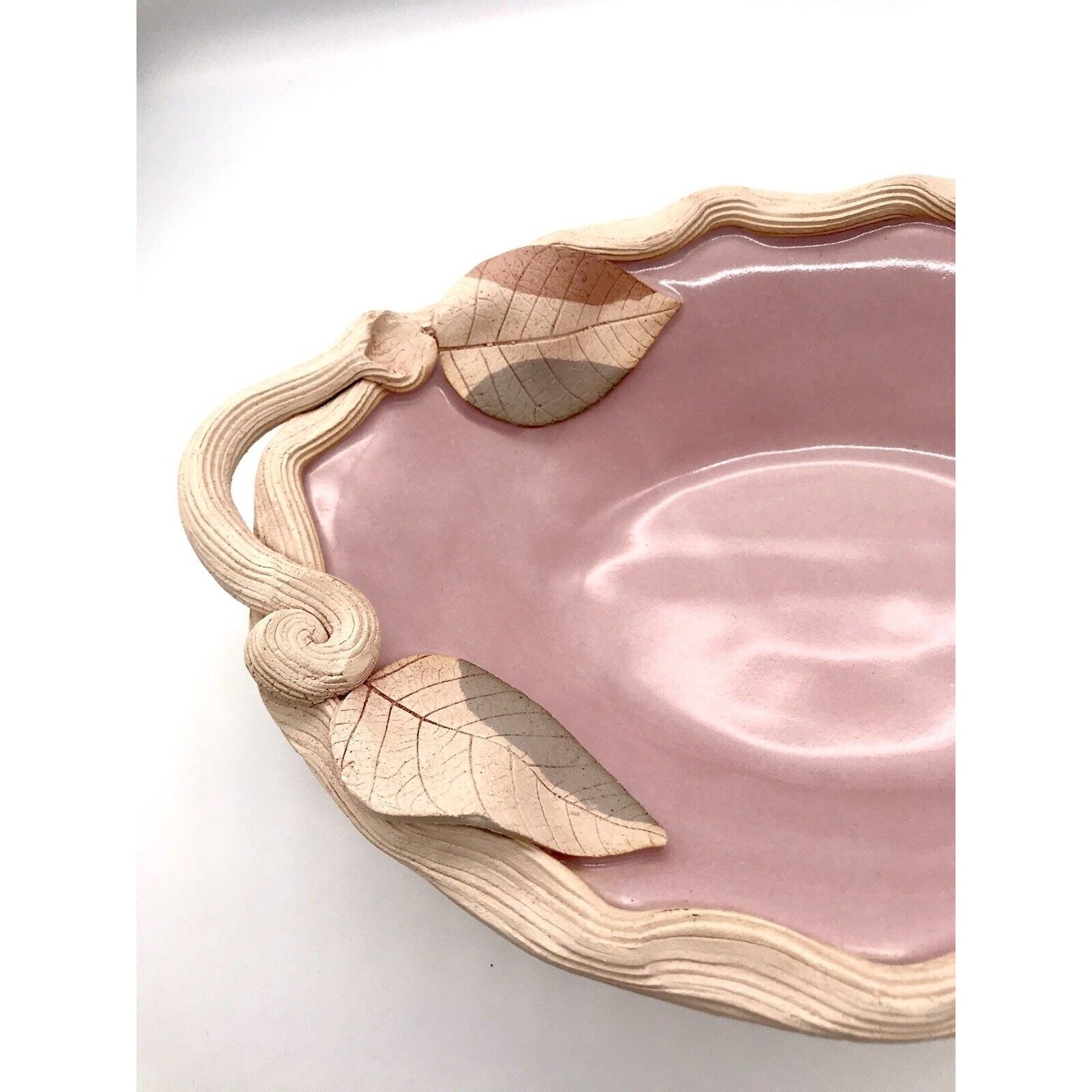 Brigitte Haag Studio Art Pottery Handled Serving Bowl Handmade Pink ...
