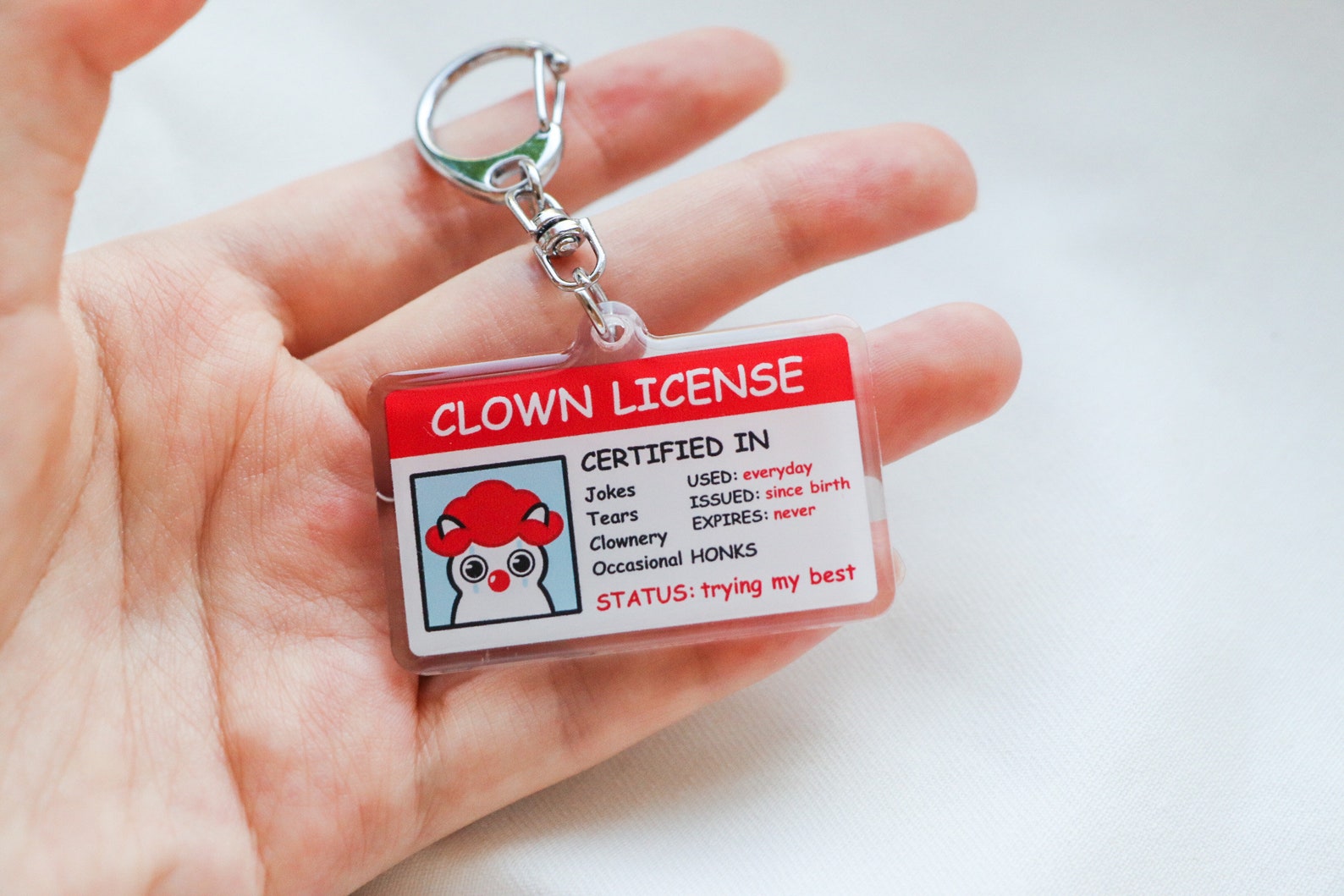 Clown License Keychain Funny cute keychain gift keyring for | Etsy